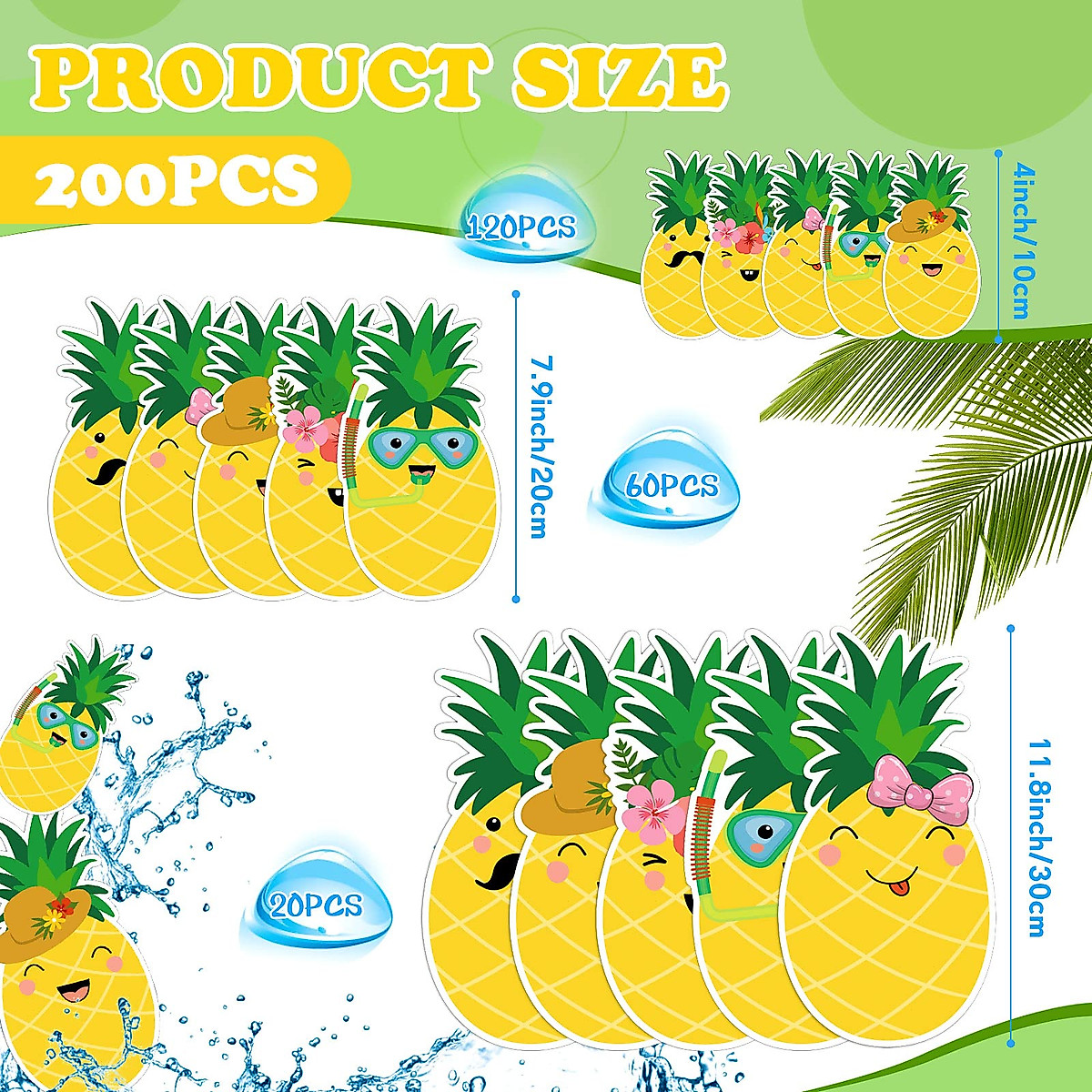 Yexiya 200 Pcs Pineapples Cutout Tropical Punch Paper Cut Outs Yellow Pineapples Shaped Paper Cut Outs Decoration for Preschool Classroom Bulletin Boards Walls Desks Window Door Party