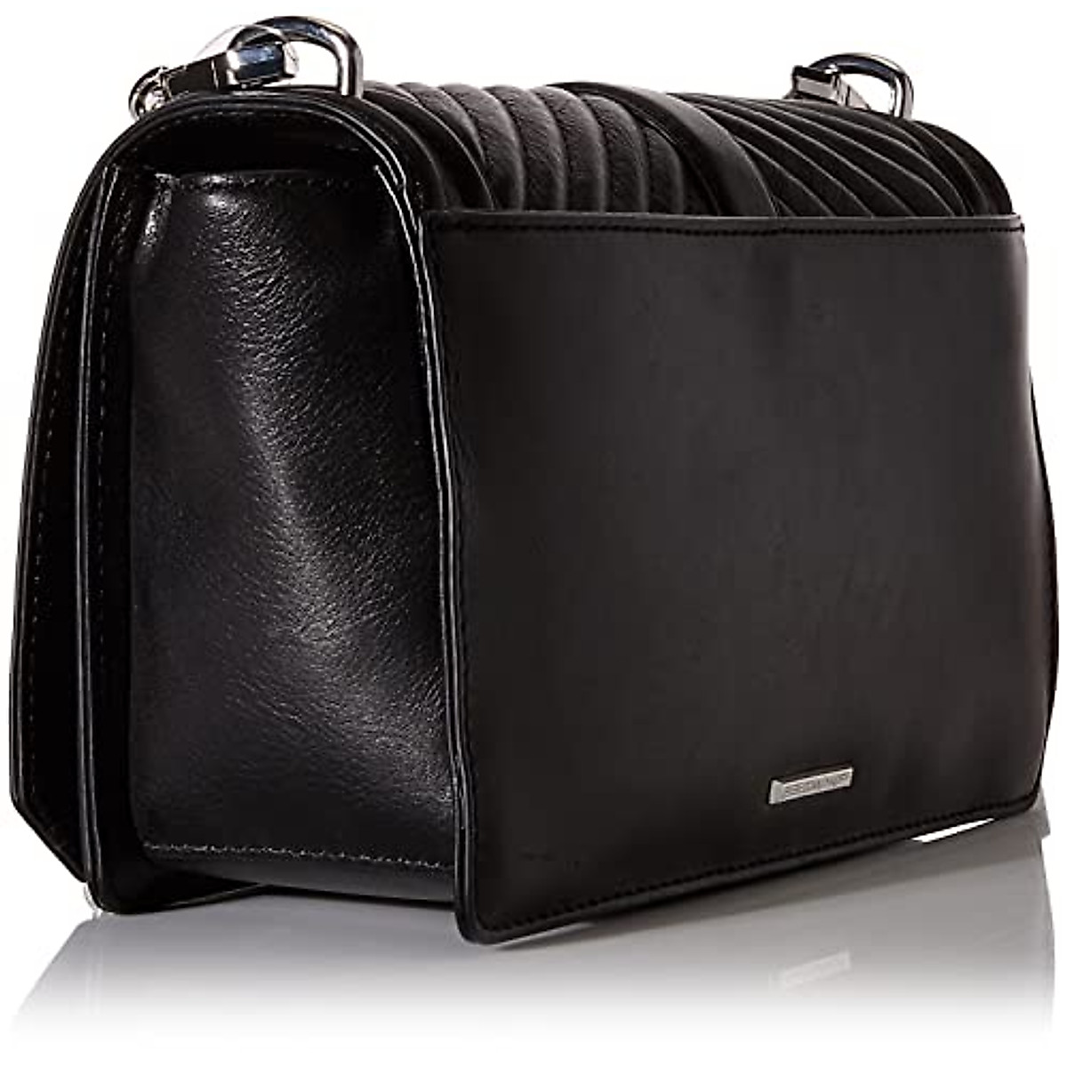 Rebecca Minkoff womens Chevron Quilted Love Crossbody Handbag, Black/Silver, One Size US