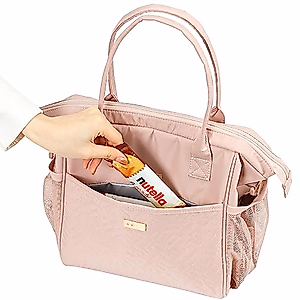 NISHEL Lunch Box for Women with Adjustable Shoulder Strap, Portable & Reusable Cooler Bag, Lunch Leak-proof Insulated Thermal Compartment, for Office Work Picnic Travel Gym, Pink