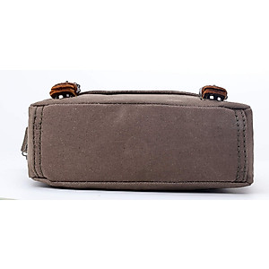 Troop London Heritage Canvas Leather Shoulder Bag, Across Body Bag, Smart Small Travel Bag TRP0428 (Olive)