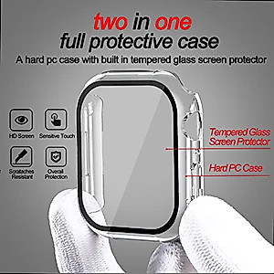 Smiling 2 Pack Case Built in Tempered Glass Screen Protector Compatible with Apple Watch Series 9 (2023)/Series 8 /Series 7 41mm, Hard PC Case Overall Protective Cover- Transparent