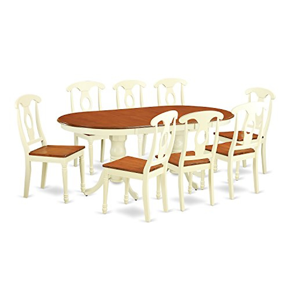 East West Furniture PLKE9-WHI-W Dining Table Set, 9 Pieces