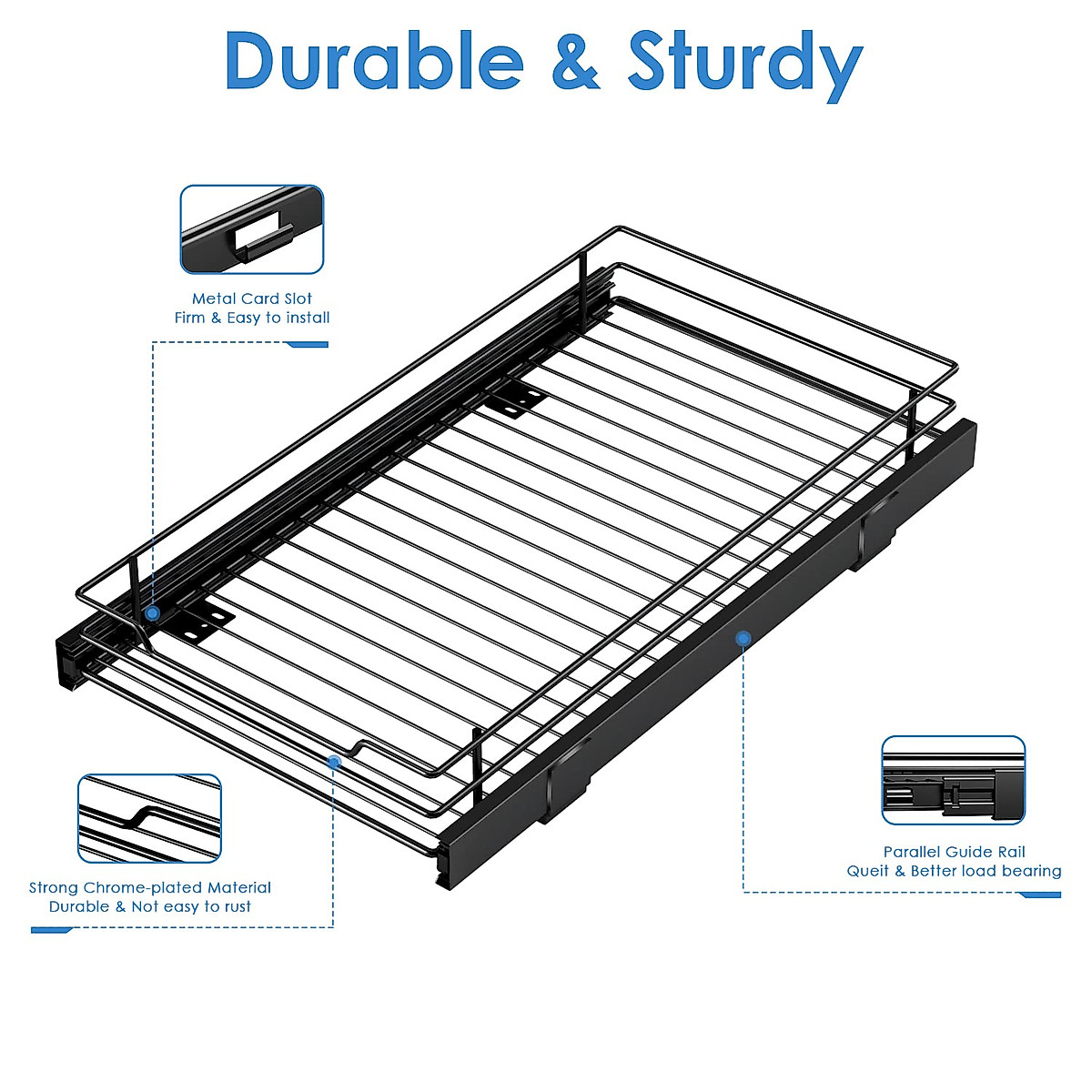 G-TING Pull Out Cabinet Organizer, Heavy Duty Slide Out Pantry Shelves Sliding Drawer Storage for Home, Kitchen, Bathroom, 12.44" W x 16.54" D, Request at Least 13 inch Cabinet Opening(Black)