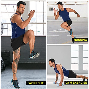 HAENPISY Mens Workout Sleeveless Shirts Gym Quick Dry Muscle Tank Top Running Athletic Moisture Wicking T Shirt(X-Large, Blue)