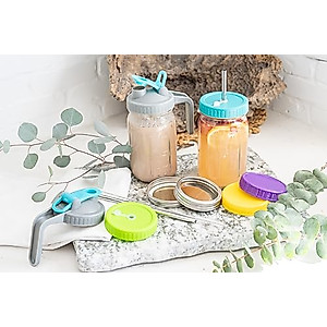 Mason Jars 32 oz (14pc Set) Multi-Purpose Wide Mouth Mason Jars 32 oz |Use Quart Mason Jars as Mason Jar Pitcher, Breastmilk Pitcher, 32 oz Mason Jars, Juice Pitcher or Canning Jars 32 oz -Leakproof
