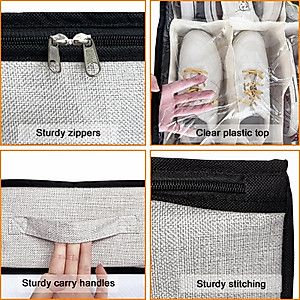 Shoe Storage Organizer Under Bed, 2 Pack Fits 32 Pairs, Extra Large Shoe Container, Breathable Fabric Underbed Storage for Sneakers, Slippers, Closet, Grey