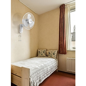 PELONIS 16’’ Wall Mount Fan with 3 Speed Settings Oscillating Household Wall Mounted Fan with Adjustable Tilt High Velocity for Garage Patios Bedroom, 2 Packs White