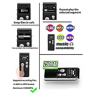 Digital Voice Recorder 16GB Voice Recorder with Playback for Lectures - USB Rechargeable Dictaphon Upgraded Small Tape Recorder