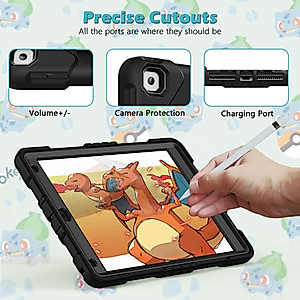 TOPSKY iPad 9th Generation Case 2021, iPad 8th/7th Generation Case 2020/2019, iPad 10.2 Case with Pencil Holder and Kickstand, 3 in 1 Heavy Duty Shockproof Rugged Protective Tablet Cover, Black