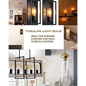 Long T10 LED Bulb, 7.3in Vintage Edison Dimmable Bulb 6W 2700K Warm White Tubular Bulbs, E26 Medium Base Clear 600LM 60W Equivalent for Cylinder Pendant Wall Sconces Chandelier Vanity 6Pack