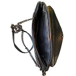 FiveloveTwo Women Rivet Chain Handbag Purse Clutch Small PU Leather Satchel Shoulder Tote Top-handle Bag Black