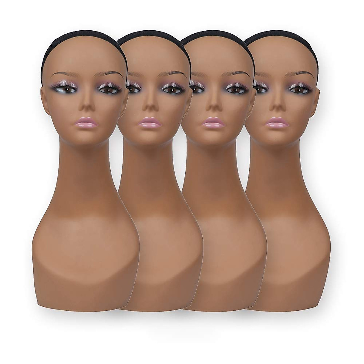 L7 Mannequin 4 Pcs Lifelike Female Plastic Mannequin Head Wig Stand Realistic Wig Display Head Props