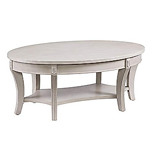 SEI Furniture Laverly Traditional Oval Coffee Table, Distressed Whitewash