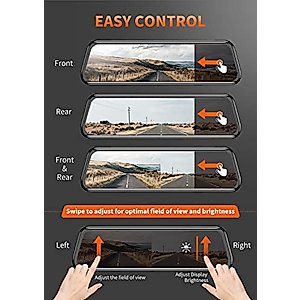 WOLFBOX 2.5K Dash Cam Mirror for Car, Rear View Mirror Camera with 10" IPS Full Touch Screen, Dual Dash Camera 1440P Front and Rear Mirror with 1080P Backup Camera, Free TF Card & GPS