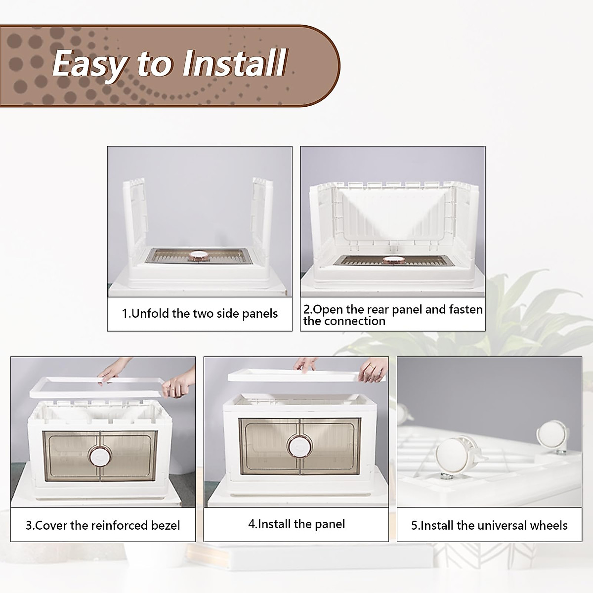 DAILOU Stackable Storage Bins with Lids Collapsible Storage Box Clear Plastic Foldable 8.4 Gal Containers for Clothes, Books, Cabinets with Doors for Dorm, Bedroom, Office, Closet 3 Packs