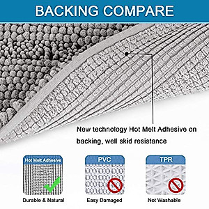 H.VERSAILTEX Item Striped Chenille Rug Pack 2-20" x 32"/17" x 24" and Pack 1-59" x 20" Bundle, Dove