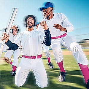 Zhanmai Baseball Belt and Socks Combo Adjustable Softball Socks and Belt Elastic Waist Belt for Youth Boys Girls, and Adult (Hot Pink, Youth)