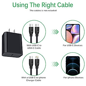 USB C Wall Charger for iPhone 14 Pro/14/13 Pro Max/12/11/SE/XS/XR/X/8,Samsung Galaxy A13 5G/A03s/A53 5G/S22 Ultra/S21/S20/,iPad,AirPods Pro,Pixel 6,20W PD Type C Fast Charging Block Cube Brick Android
