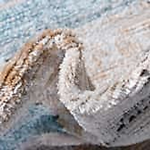 Rugs.com Leipzig Collection Round Rug – 7 Ft Round Blue Low-Pile Rug Perfect for Kitchens, Dining Rooms