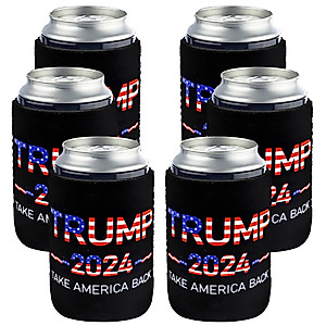 2024 Can Cooler Sleeves - 12 PCS Black Insulated Neoprene Can Covers Bulk Reusable for Soda Beer Beverages - 4th of July Patriotic Decoration Party Supplies Gifts