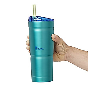 Bubba Envy S Vacuum-Insulated Stainless Steel Tumbler with Lid and Straw, 24oz Reusable Iced Coffee or Water Cup, BPA-Free Travel Tumbler, Island Teal