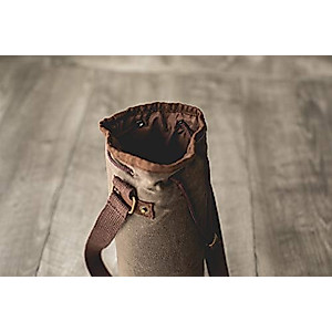 LEGACY - a Picnic Time brand Waxed Canvas Wine Tote, Insulated Growler and Bottle Carrier, (Khaki Green)
