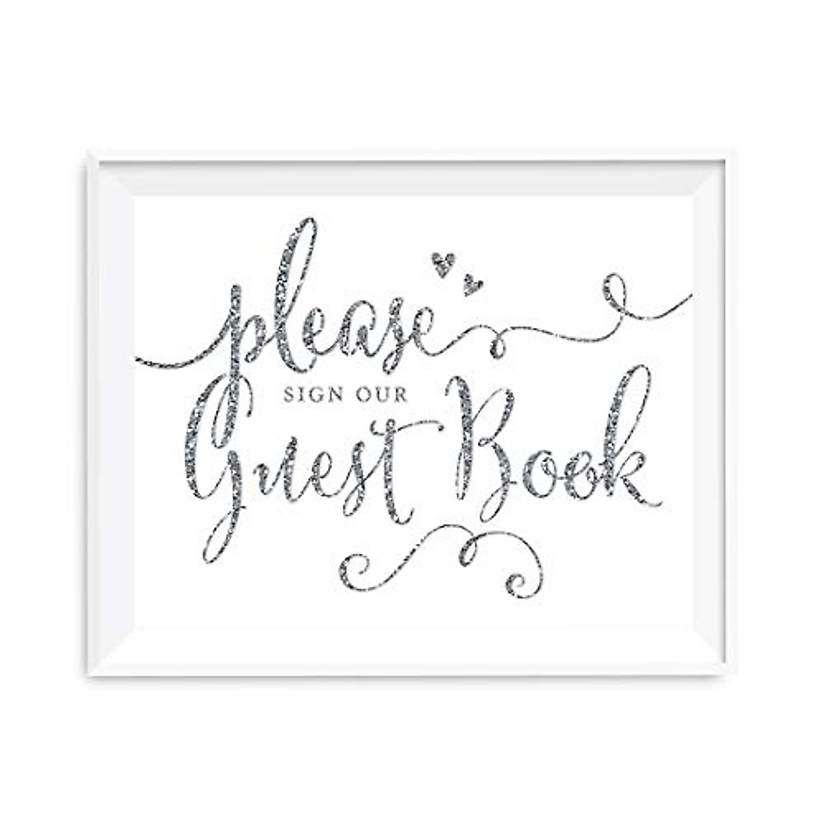 Andaz Press Wedding Party Signs, Silver Glittering, 8.5x11-inch, Please Sign Our Guestbook, 1-Pack, Not Real Glitter