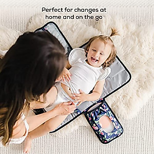 First Landings Portable Diaper Changing Pad - Convenient Travel Changing Pad and Wipe Holder - Portable Changing Pad - Navy