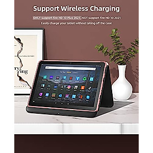 MoKo Case Fits All-New Kindle Fire HD 10 & 10 Plus Tablet (11th Generation, 2021 Release) 10.1", Soft TPU Translucent Frosted Back Cover Protector Multi-Angle Smart Shell, Auto Wake/Sleep, Rose Gold