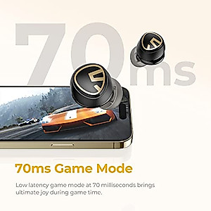 SoundPEATS Mini Pro HS Wireless Earbuds with Hi-Res Audio and LDAC Tech, Hybrid Active Noise Cancelling Bluetooth 5.2 Earphones, 6 Mics and ENC for Clear Calls, 28 Hours of Playtime, 70ms Game Mode