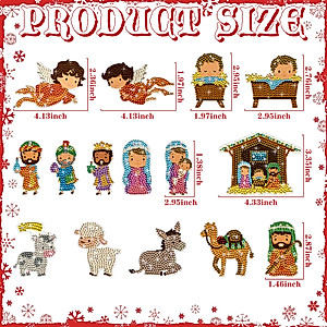 Remuuly 15 Pcs Christmas Nativity Scene Diamond Painting Keychain Christmas Hanging Ornaments 5D DIY Diamond Painting Decor Diamond Art Ornaments for Xmas Gift Holiday Craft