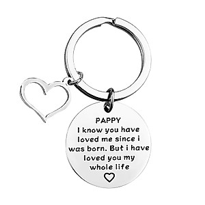 BLEOUK Pappy Keychain Grandpa Gift Father’s Day Gift Birthday Gift for Grandpa Pappy (love since PAPPY)