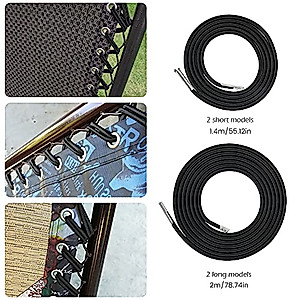 Replacement Elastic Cord Laces for Zero Gravity Chair, 4 Cords Black Anti Gravity Chair Universal Replacement Recliner Repair Tool Kit for Outdoor Lounge Chair, Bungee Garden Lawn Patio Chairs