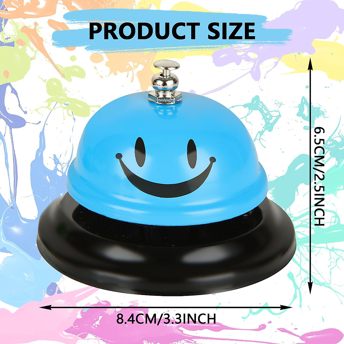 ABuff 7 Pack Desk Bell Call Bell, 3.3 Inch Metal Anti-Rust Ringing Service Bell, Big Button Desk Bell for Service, Hotels, Schools, Restaurants, Hospitals, Reception and Pet Dog Training, 7 Color