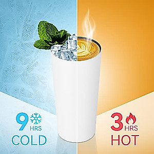 DOMICARE 20 oz Tumbler with Lid and Straw, Stainless Steel Tumblers Bulk Vacuum Insulated Tumbler Travel Coffee Mug Pack of 1, White