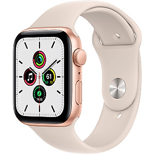 Apple Watch SE (GPS, 44MM) - Gold Aluminum Case with Starlight Sport Band (Renewed)