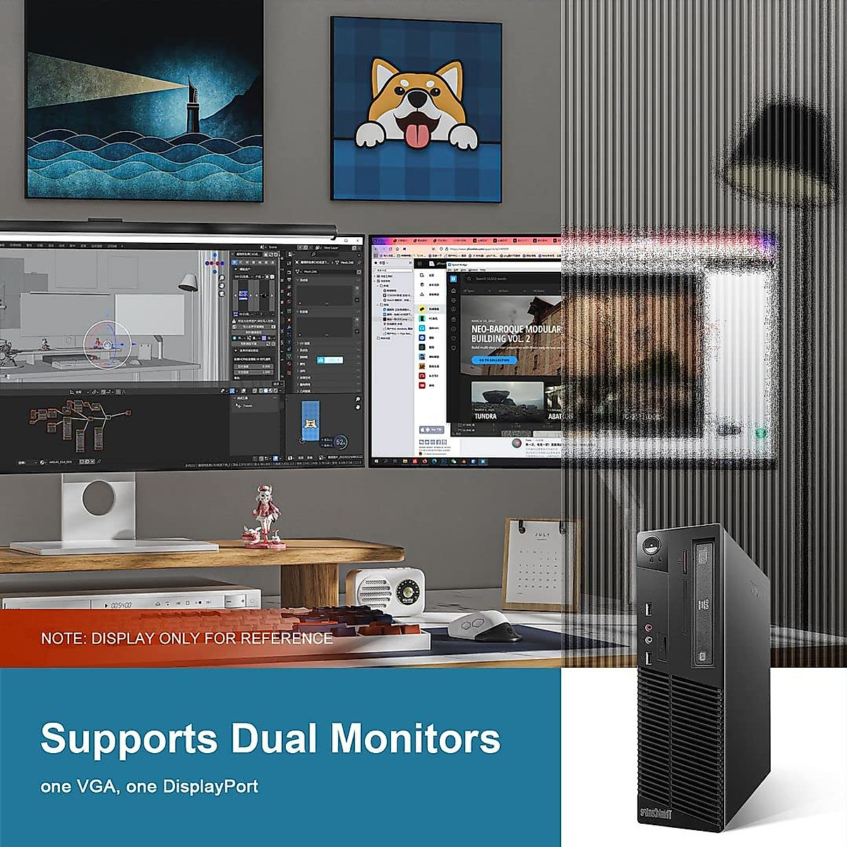 Lenovo Desktop PC Computer, 22 inch FHD Monitor, Intel Core i7-4770, 16GB RAM, 256GB SSD, DVDRW, RGB Keyboard, Mouse,Wireless WiFi, Windows 10 Pro (Renewed)