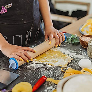 Pepe Nero Adjustable Wood Rolling Pin Set – Rolling Pin with thickness Rings – Cookie Rolling Pin - Pastry Cutter- Pasta Pizza Dough Fondant Roller – Best Rolling Pin - Baking Supplies - Dough Cutter