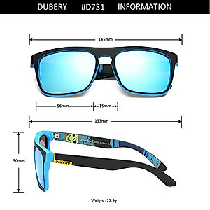 DUBERY Classic Polarized Sunglasses for Men Women Retro 100% UV Protection Driving Sun Glasses D731,2 Pack (Black/Blue+Black/Black)