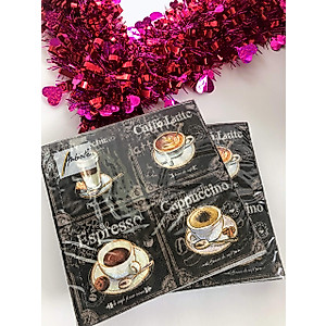 20-ct Coffee Napkins Black and White Napkins Decorative Paper Napkins for Decoupage Fall Paper Napkins Tea Party Napkins Valentine Napkins Disposable Birthday Napkins for Adults 6.5 x 6.5 x 1 inch