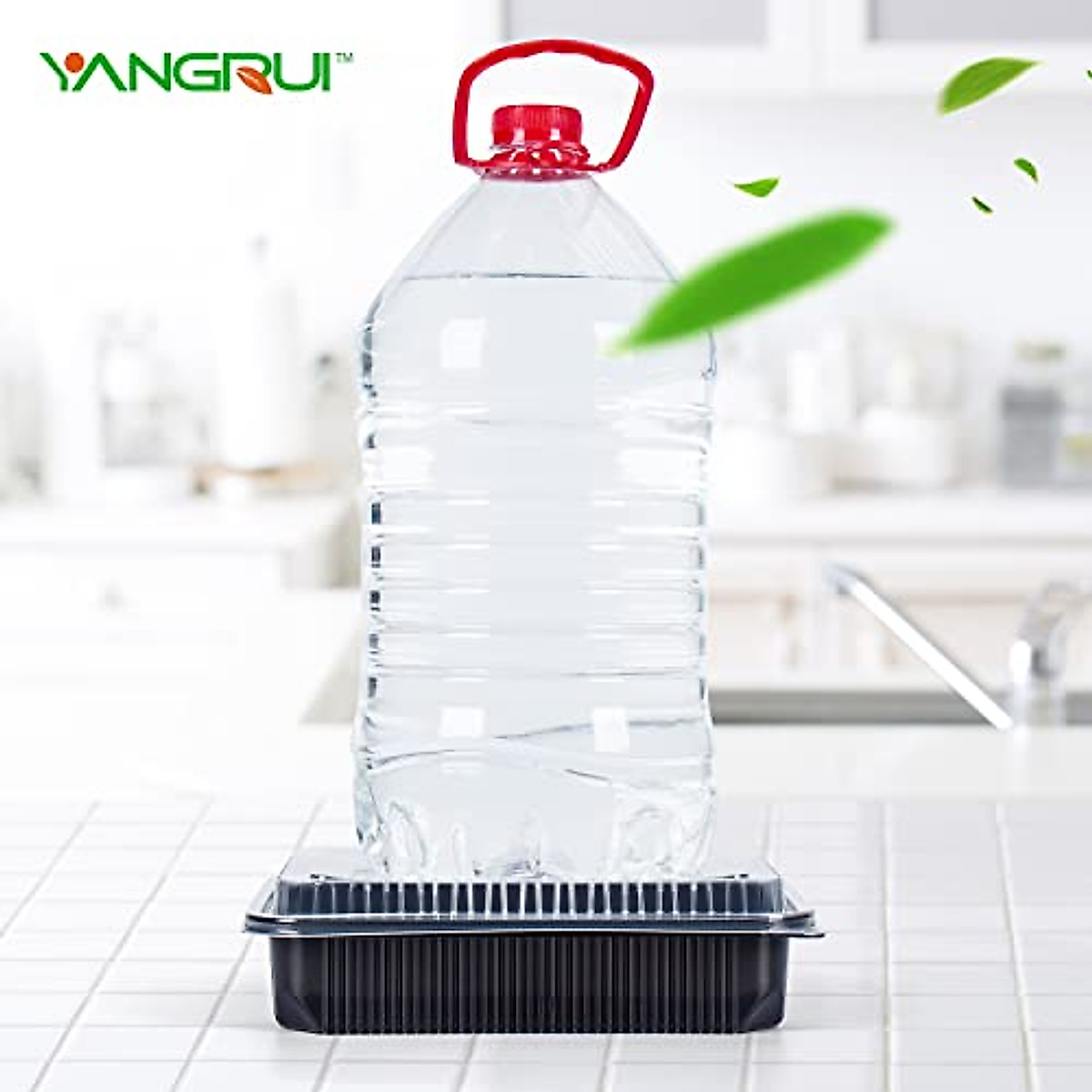 YANGRUI To Go Containers, 40 Pack (40 Trays + 40 Lids) 48oz 1 Compartment BPA Free Reusable Take Out Box Shrink Wrap Machine Washable Meal Prep Container