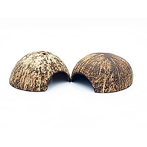 Mr.Peter 2 Pcs. Natural Coconut Shells for Reptile Safe Hideout, Hermit Crabs Hut, Lizard Shell Hut, Spider, Gecko Hids, Snake Hides, Large Aquarium Cave, Betta Fish Hide Cave, Leopard Gecko Tank