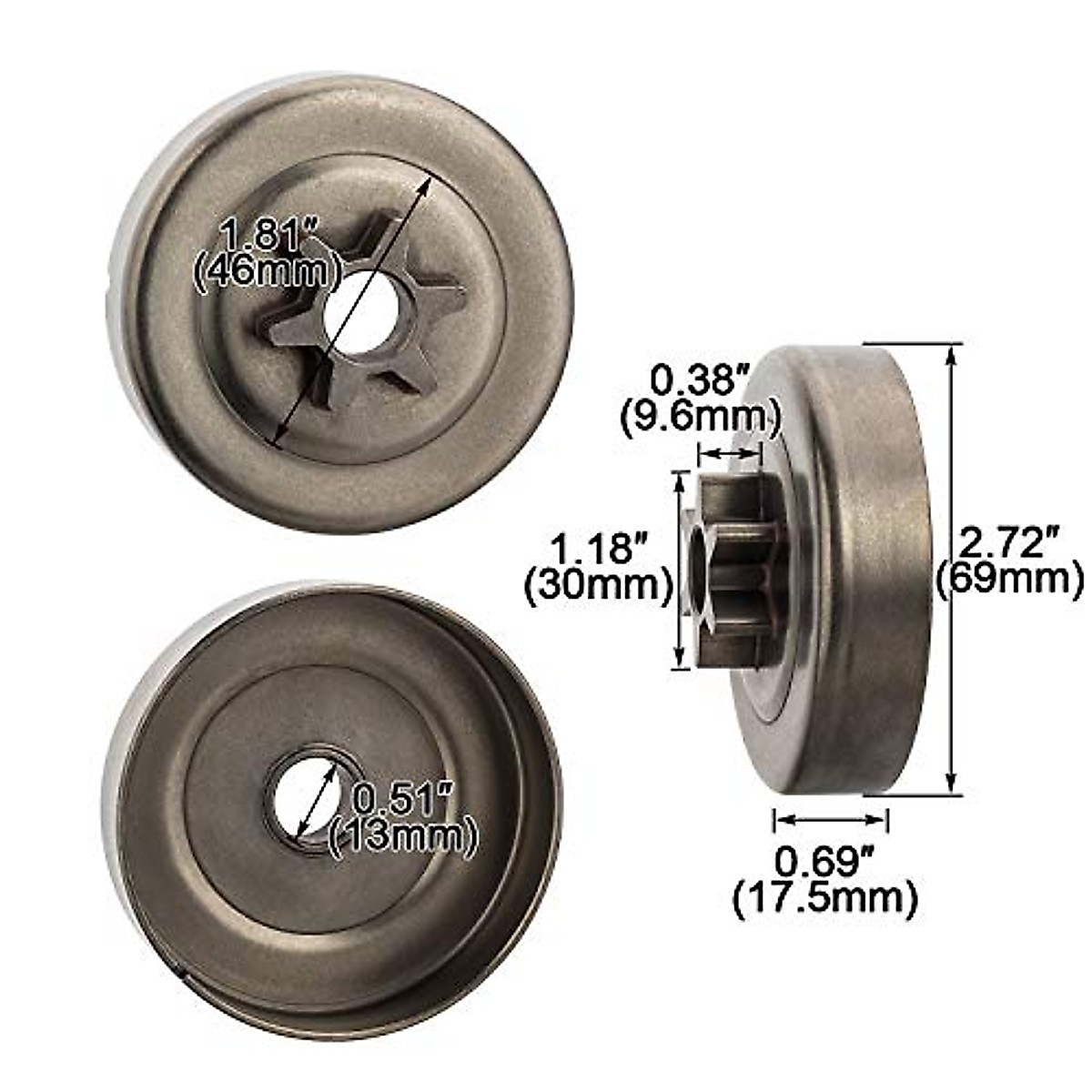 ANCIRS 3/8 6T Clutch Drum Sprocket Washer E-Clip Kit for STIHL Chainsaw MS170 MS180 MS210 MS230 MS250 017 018 021 023 025 1123 640 2003