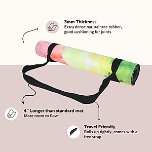 Shakti Warrior Zobhana Yoga Mat - Premium Printed Natural Eco-Friendly Non-Slip Mat Great for Hot Yoga, Pilates, Workouts (72 inch x 24 inch x 3mm Thick)