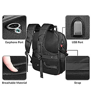 Extra Large Travel Backpack, 45L Large Laptop Backpacks for Men, Big Capacity Laptop Computer College Backpack TSA Airline Approved Business Work Bag With USB Charging Port, Gifts For Him Men, Black