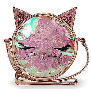 Mini Crossbody Bag Shoulder Purse for Women - Holographic Pink/Clear Cat