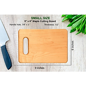 Maple Cutting Board with Handle - Wedding, Engagement, Anniversary, Housewarming, Birthday, Corporate Gift (Small:9''x6'')