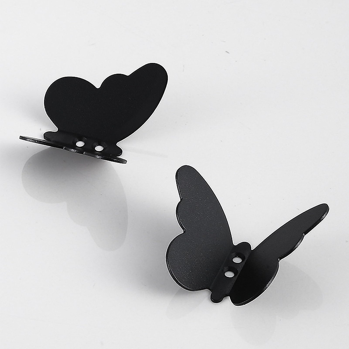 Ideal Swan 6 PCS Hooks for Shower - Stainless Steel Butterfly Shape Hooks, Essentials Elegant and Functional Home Storage Solution for Decor Bathroom Kitchen Home (Black)