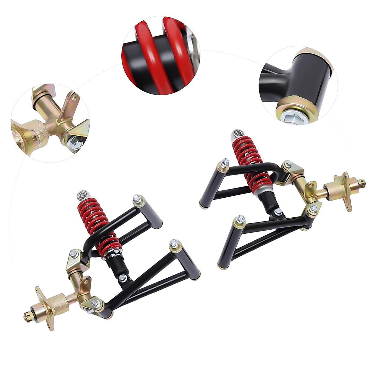 RIAHNEAH Front Suspension Arm Assembly Kit Upper/Lower Suspension Swingarm Assembly Suspension Shock Arm Upper&Lower Swingarm Steering Kit for DIY ATV Quad Bike Buggy Go Kart (220mm)