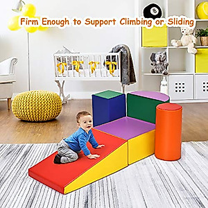 GLACER Crawl and Climb Foam Play Set, 5 Piece Lightweight Colorful Fun Activity Play Set for Climbing, Crawling and Sliding, Safe Foam Playset for Toddlers, Preschoolers, Baby and Kids (Multicolor)